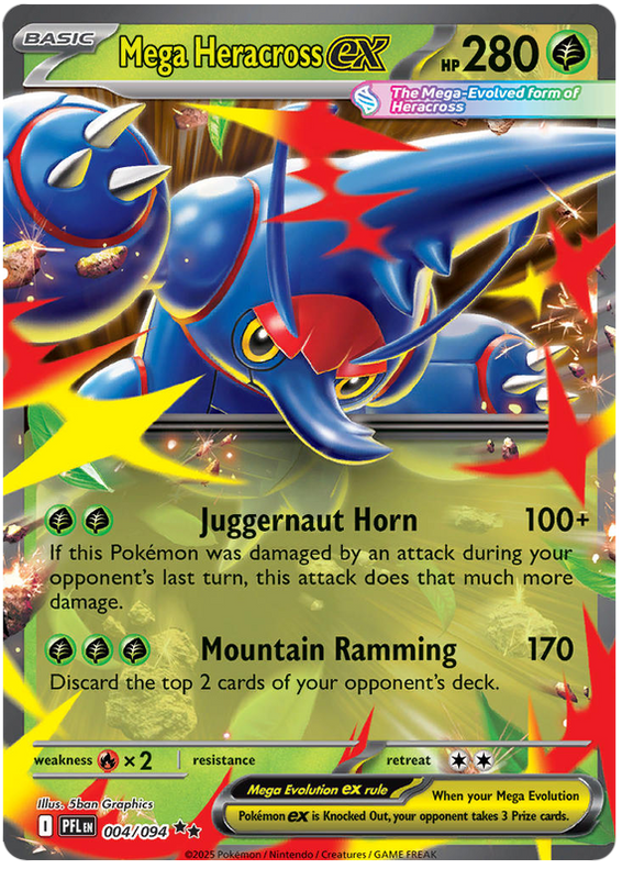 Mega Heracross ex 004/094 Double Rare Pokemon Card (Mega Evolution ...