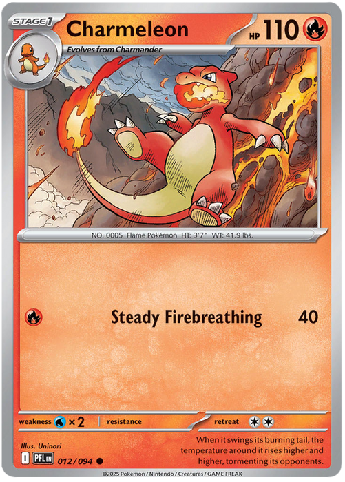 Charmeleon 012/094 Common Pokemon Card (Mega Evolution Phantasmal ...