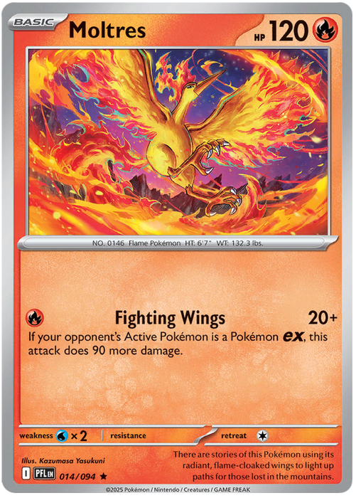 Moltres 014/094 Rare Pokemon Card (Mega Evolution Phantasmal Flames ...