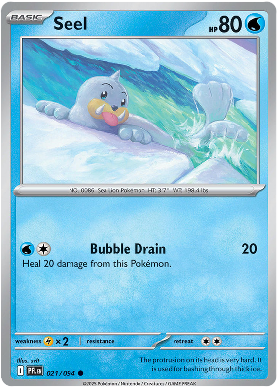 Seel 021/094 Common Pokemon Card (Mega Evolution Phantasmal Flames ...