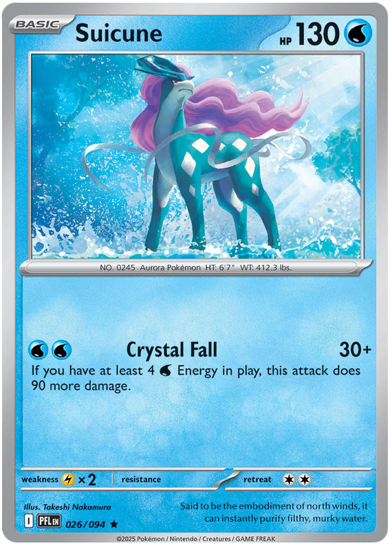 Suicune 026/094 Rare Pokemon Card (Mega Evolution Phantasmal Flames ...