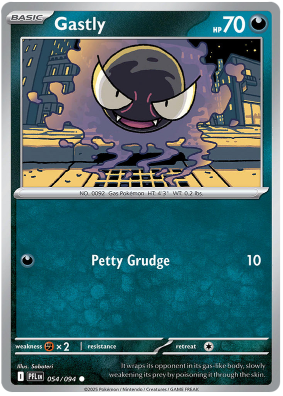 Gastly 054/094 Common Pokemon Card (Mega Evolution Phantasmal Flames ...
