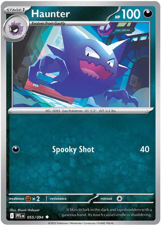 Haunter 055/094 Uncommon Pokemon Card (Mega Evolution Phantasmal Flames ...