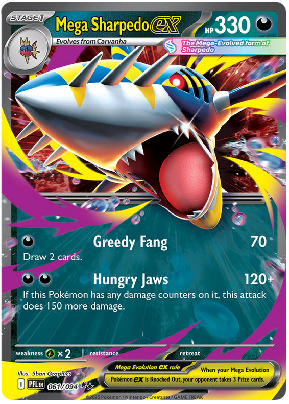 Mega Sharpedo ex 061/094 Double Rare Pokemon Card (Mega Evolution ...