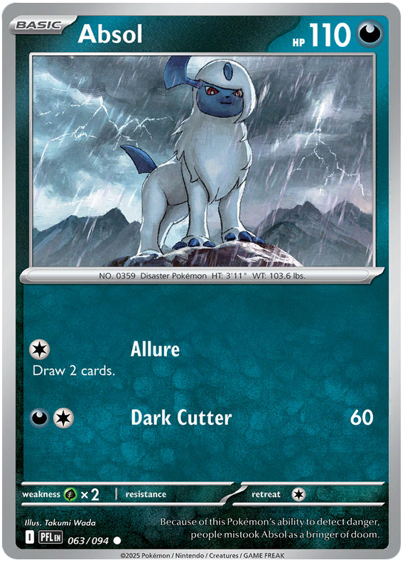 Absol 063/094 Common Pokemon Card (Mega Evolution Phantasmal Flames ...