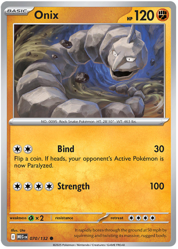 Onix 070/132 Common Pokemon Card (Mega Evolution Base Set ME01) — Titan ...
