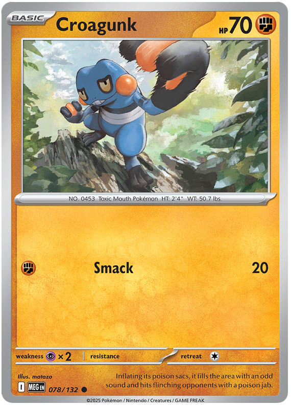 Croagunk 078/132 Common Pokemon Card (Mega Evolution Base Set ME01 ...