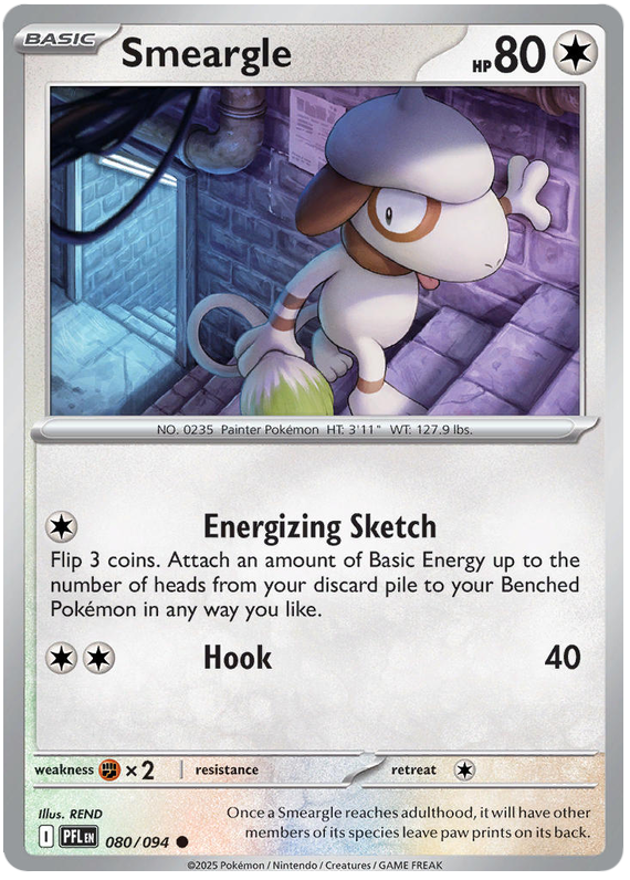 Smeargle 080/094 Common Pokemon Card (Mega Evolution Phantasmal Flames ...
