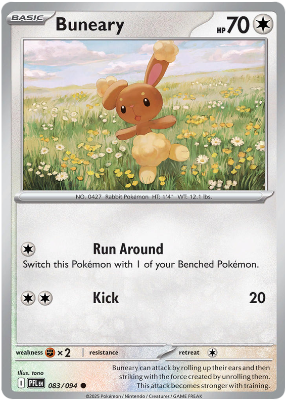 Buneary 083/094 Common Pokemon Card (Mega Evolution Phantasmal Flames ...