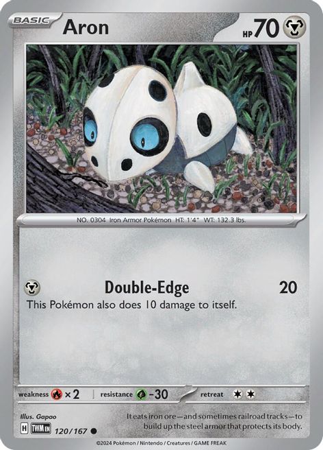 Aron 120/167 Common Reverse Holo Pokemon Card (SV Twilight Masquerade ...
