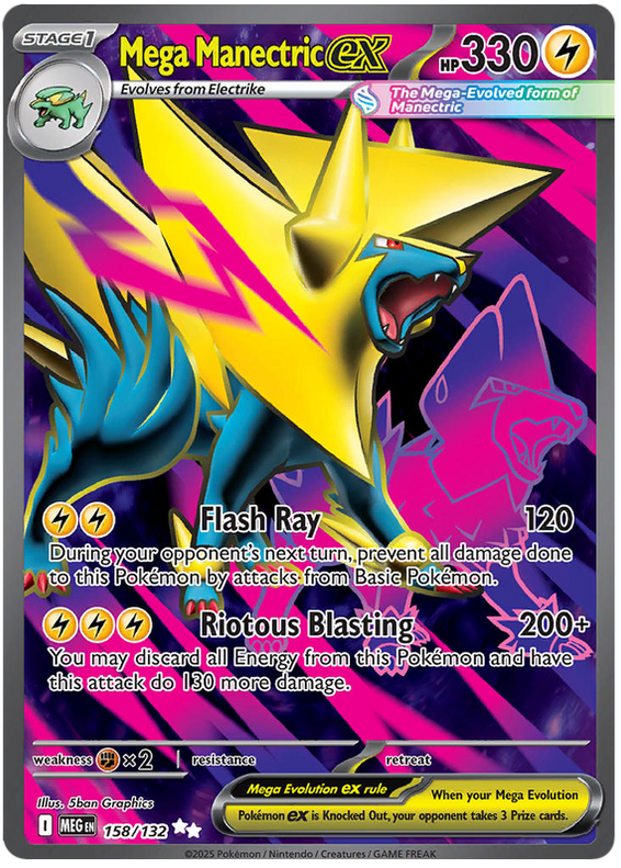 Mega Manectric ex 158/132 Ultra Rare Pokemon Card (Mega Evolution Base ...