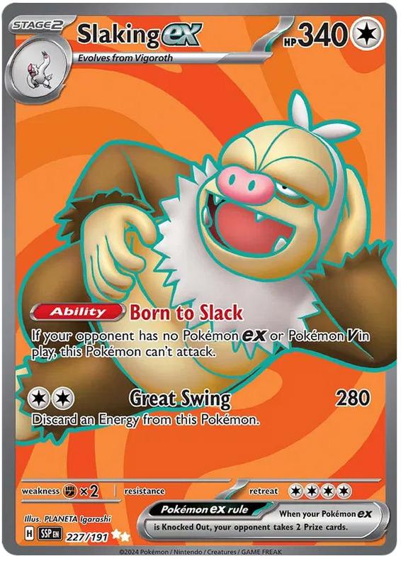 Slaking ex 227/191 Ultra Rare Pokemon Card (Scarlet & Violet Surging S ...