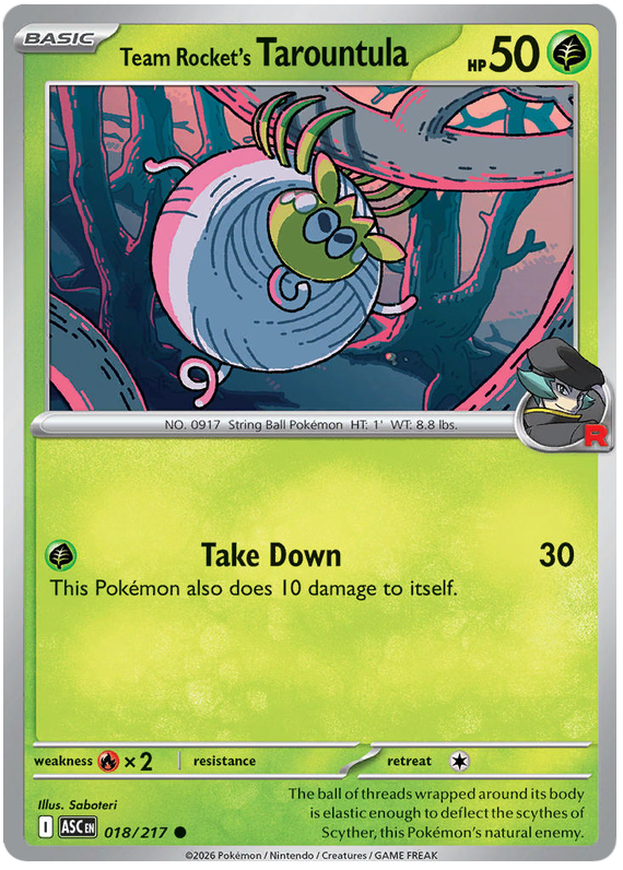 Team Rocket's Tarountula 018/217 Common Pokemon Card (Mega Evolution ...