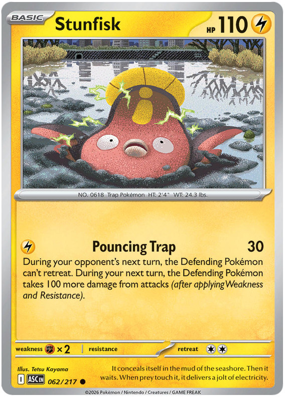 Stunfisk 062/217 Common Pokemon Card (Mega Evolution Ascended Heroes ...