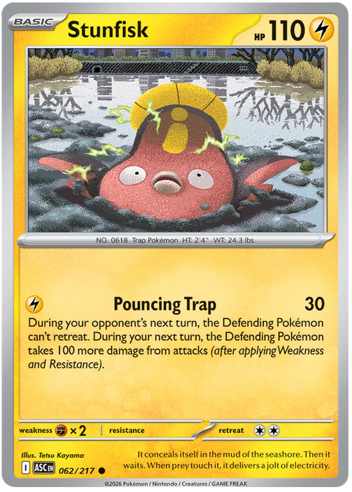 Stunfisk 062/217 Common Pokemon Card (Mega Evolution Ascended Heroes ...