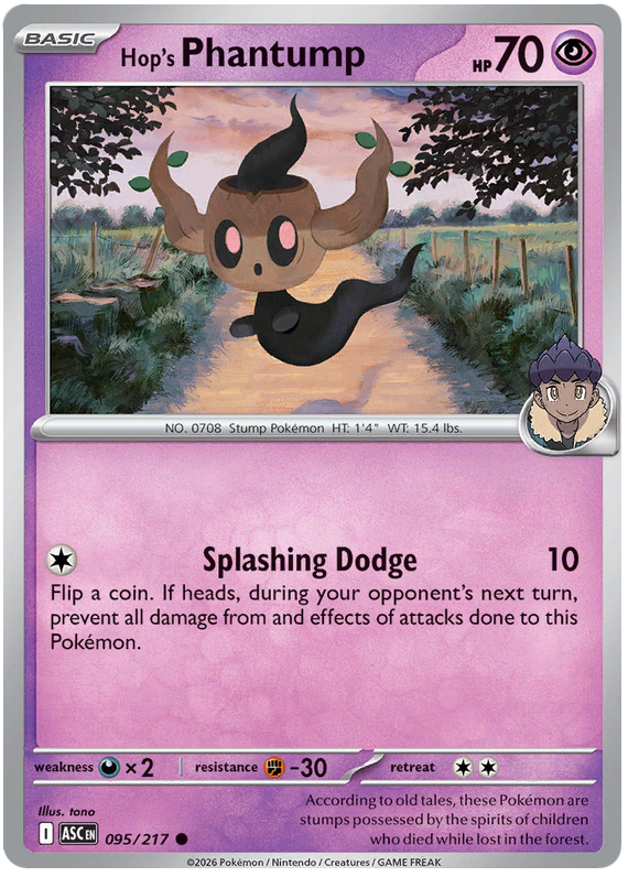 Hop's Phantump 095/217 Common Pokemon Card (Mega Evolution Ascended ...