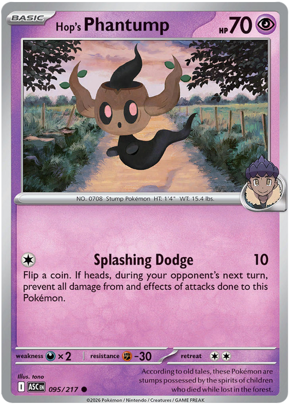 Hop's Phantump 095/217 Common Pokemon Card (Mega Evolution Ascended ...