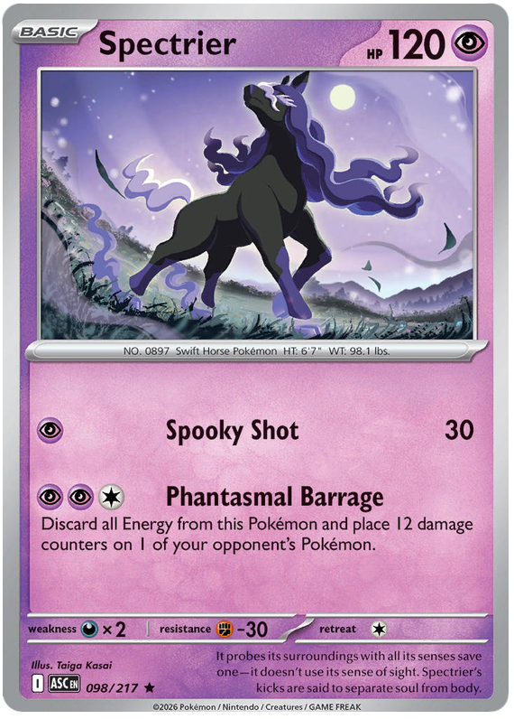 Spectrier 098/217 Rare Pokemon Card (Mega Evolution Ascended Heroes ...
