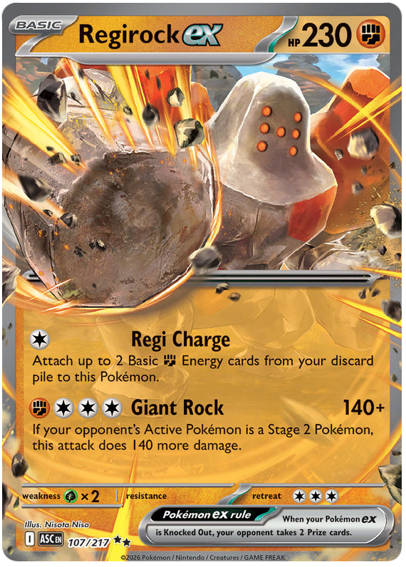 Regirock ex 107/217 Double Rare Pokemon Card (Mega Evolution Ascended ...