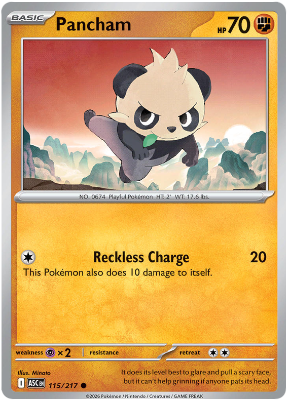Pancham 115/217 Common Pokemon Card (Mega Evolution Ascended Heroes ...