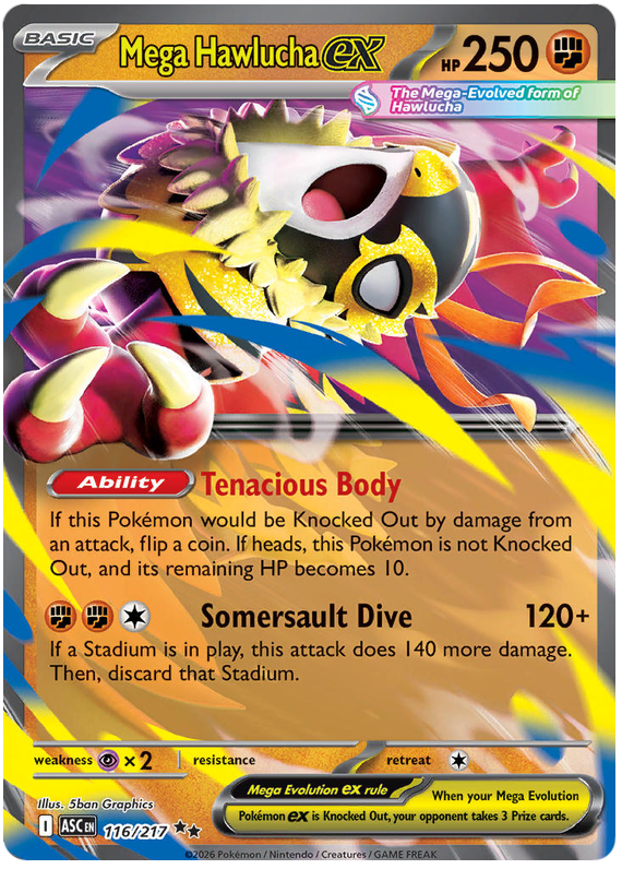 Mega Hawlucha ex 116/217 Double Rare Pokemon Card (Mega Evolution ...