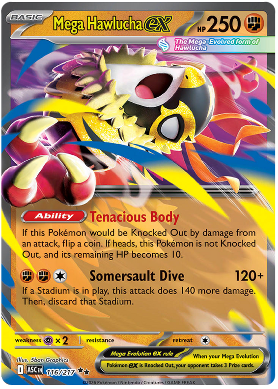 Mega Hawlucha ex 116/217 Double Rare Pokemon Card (Mega Evolution ...
