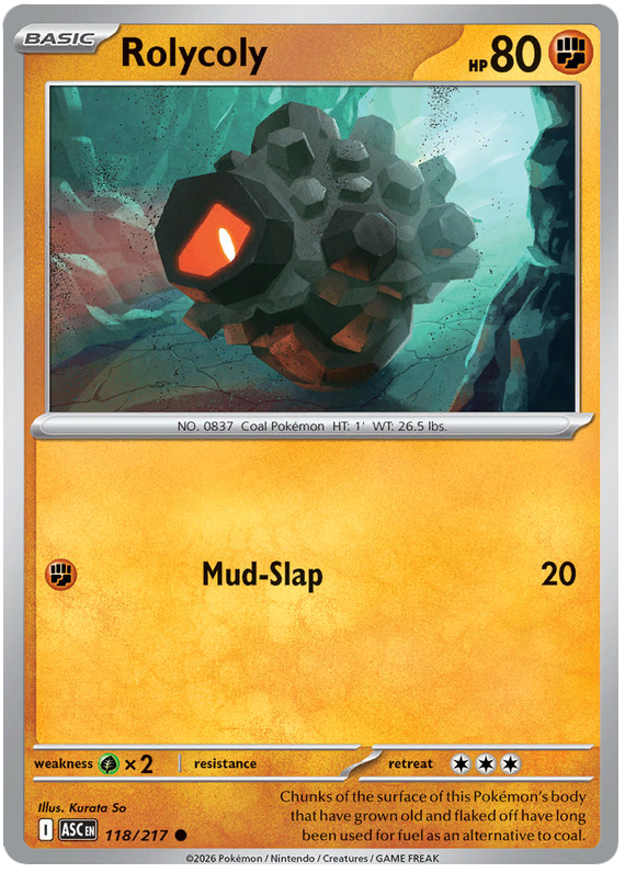 Rolycoly 118/217 Common Pokemon Card (Mega Evolution Ascended Heroes ...