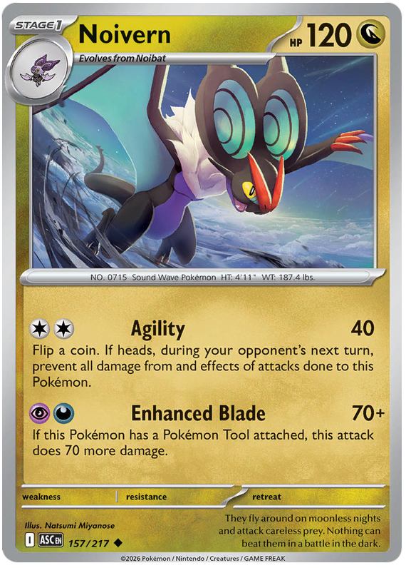 Noivern 157/217 Uncommon Pokemon Card (Mega Evolution Ascended Heroes ...