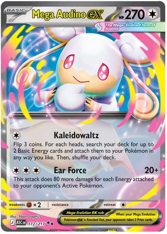 Mega Audino ex 172/217 Double Rare Pokemon Card (Mega Evolution ...