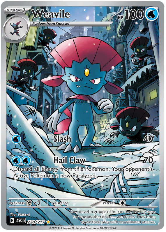 Weavile 228/217 Illustration Rare Pokemon Card (Mega Evolution Ascended ...
