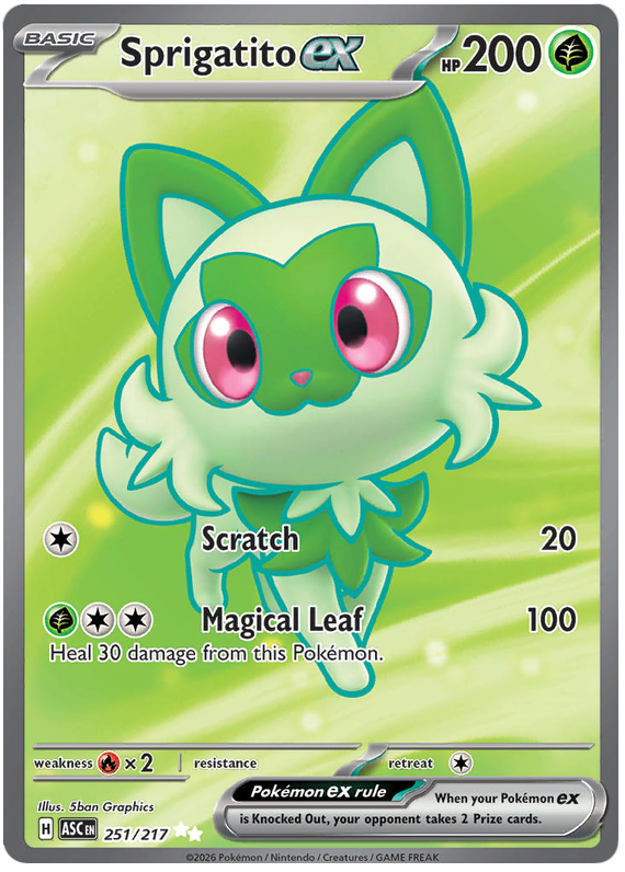 Sprigatito ex 251/217 Ultra Rare Pokemon Card (Mega Evolution Ascended ...