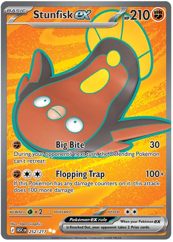 Stunfisk ex 252/217 Ultra Rare Pokemon Card (Mega Evolution Ascended ...