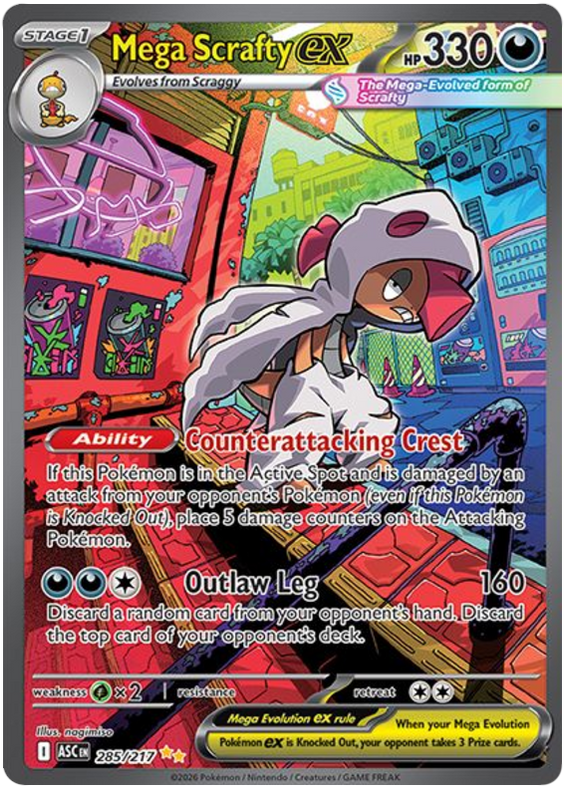 Mega Scrafty ex 285/217 Special Illustration Rare Pokemon Card (Mega ...