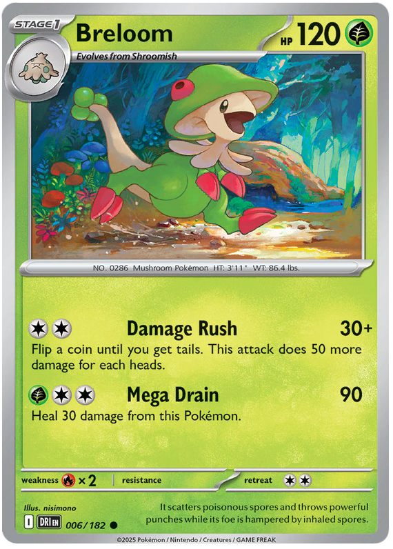 Breloom 006/182 Common Pokemon Card (Scarlet & Violet Destined Rivals ...