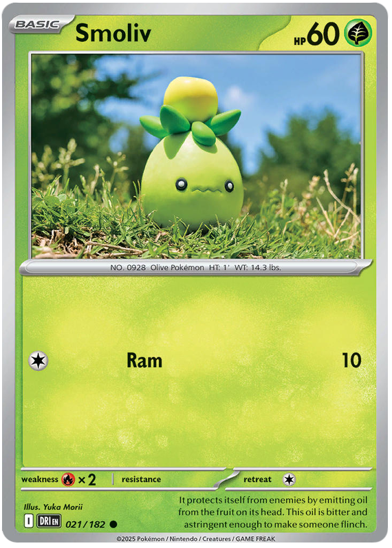 Smoliv 021/182 Common Pokemon Card (Scarlet & Violet Destined Rivals ...