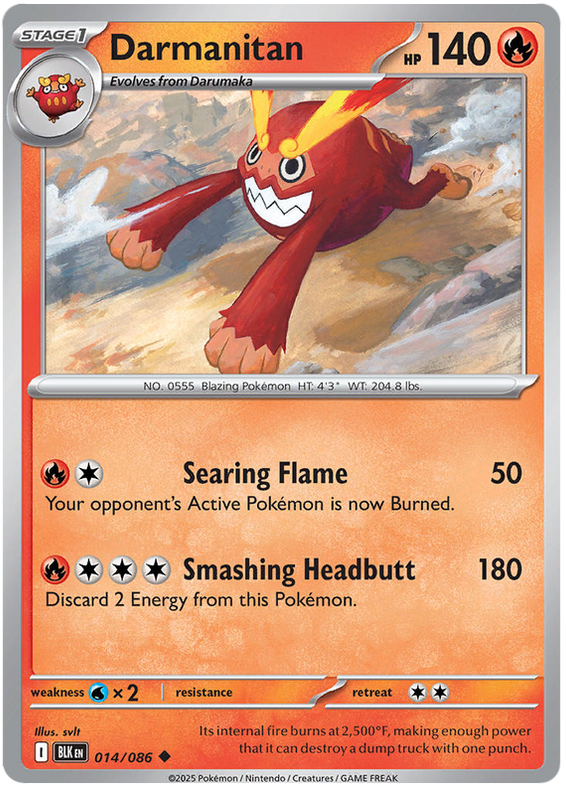 Darmanitan 014/086 Uncommon Pokemon Card (Scarlet & Violet Black Bolt ...