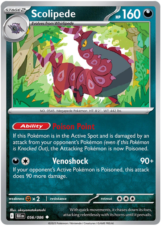 Scolipede 056/086 Uncommon Pokemon Card (Scarlet & Violet Black Bolt) — Titan Cards Ltd