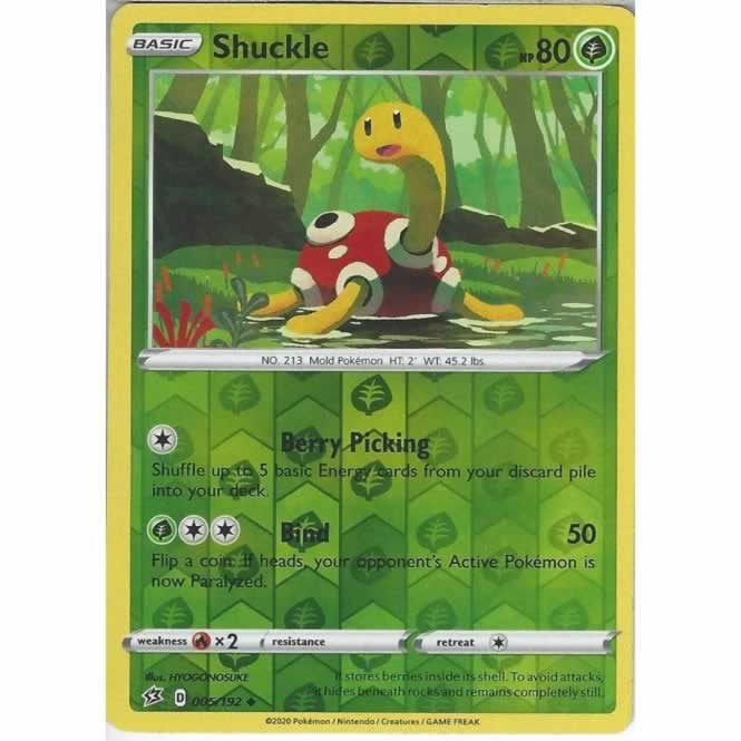 Shuckle 005/192 Uncommon Reverse Holo Pokemon Card (SWSH Rebel Clash ...