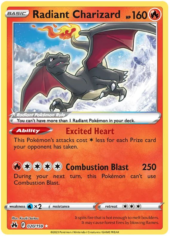 Radiant Charizard 020/159 Rare Radiant Pokemon Card (SWSH Crown Zenith ...