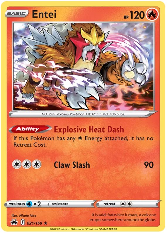 Entei 021/159 Rare Holo Pokemon Card (SWSH Crown Zenith) — Titan Cards Ltd