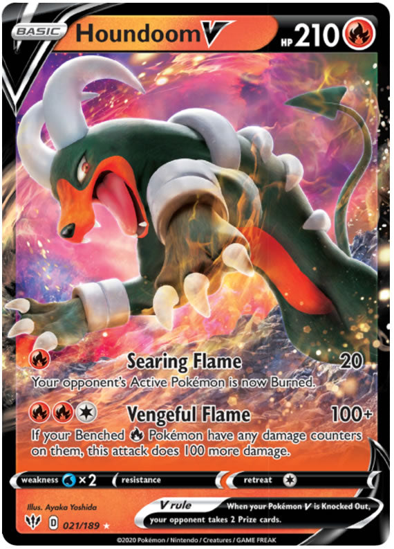 Houndoom V 021/189 Ultra Rare Pokemon Card (Darkness Ablaze) — Titan ...