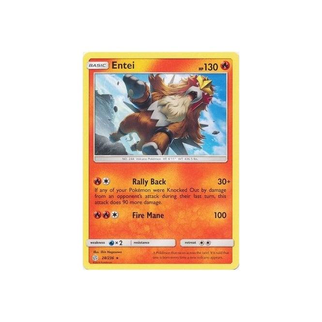 Entei 28/236 Rare Pokemon Card (Cosmic Eclipse) — Titan Cards Ltd