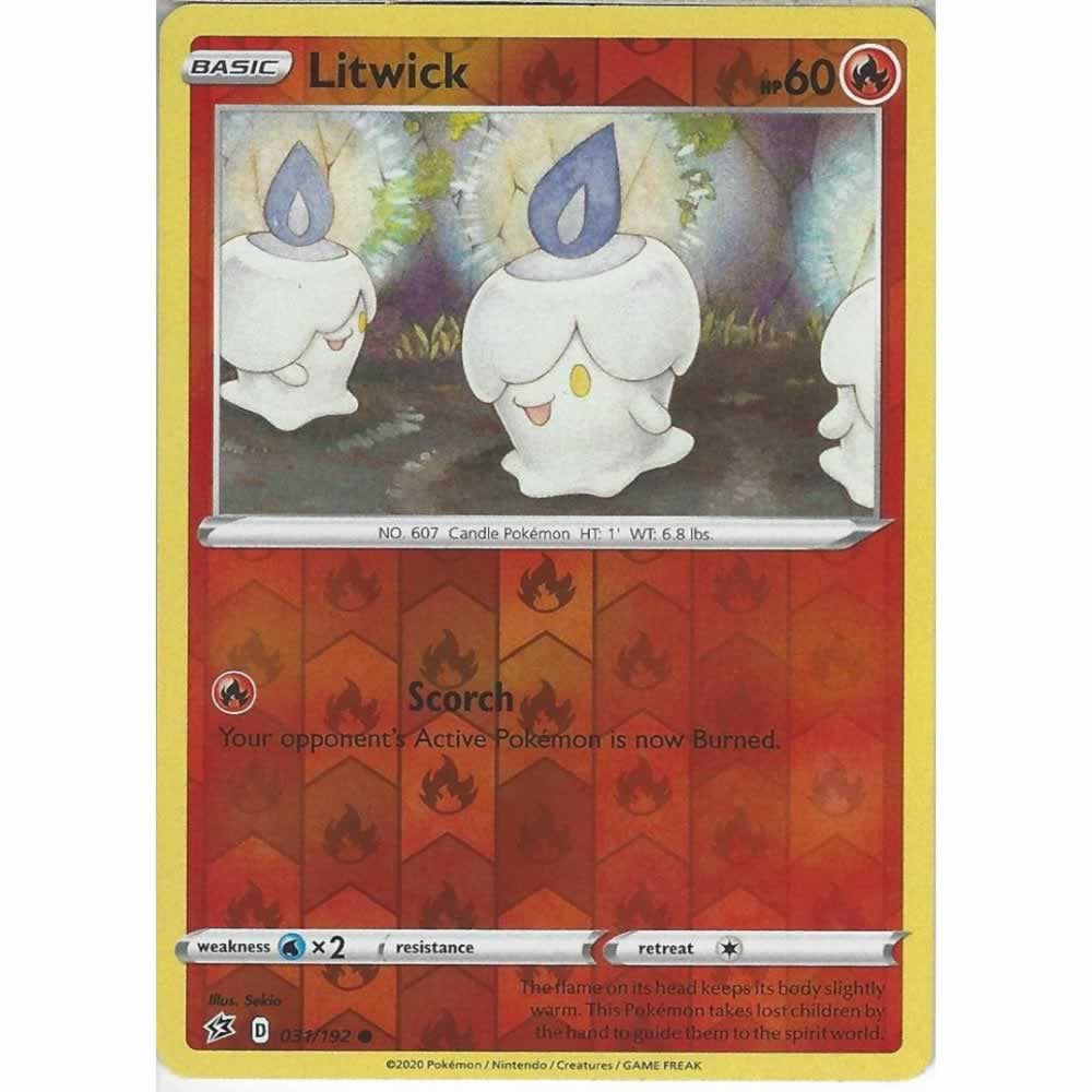 Litwick 031/192 Common Reverse Holo Pokemon Card (SWSH Rebel Clash ...