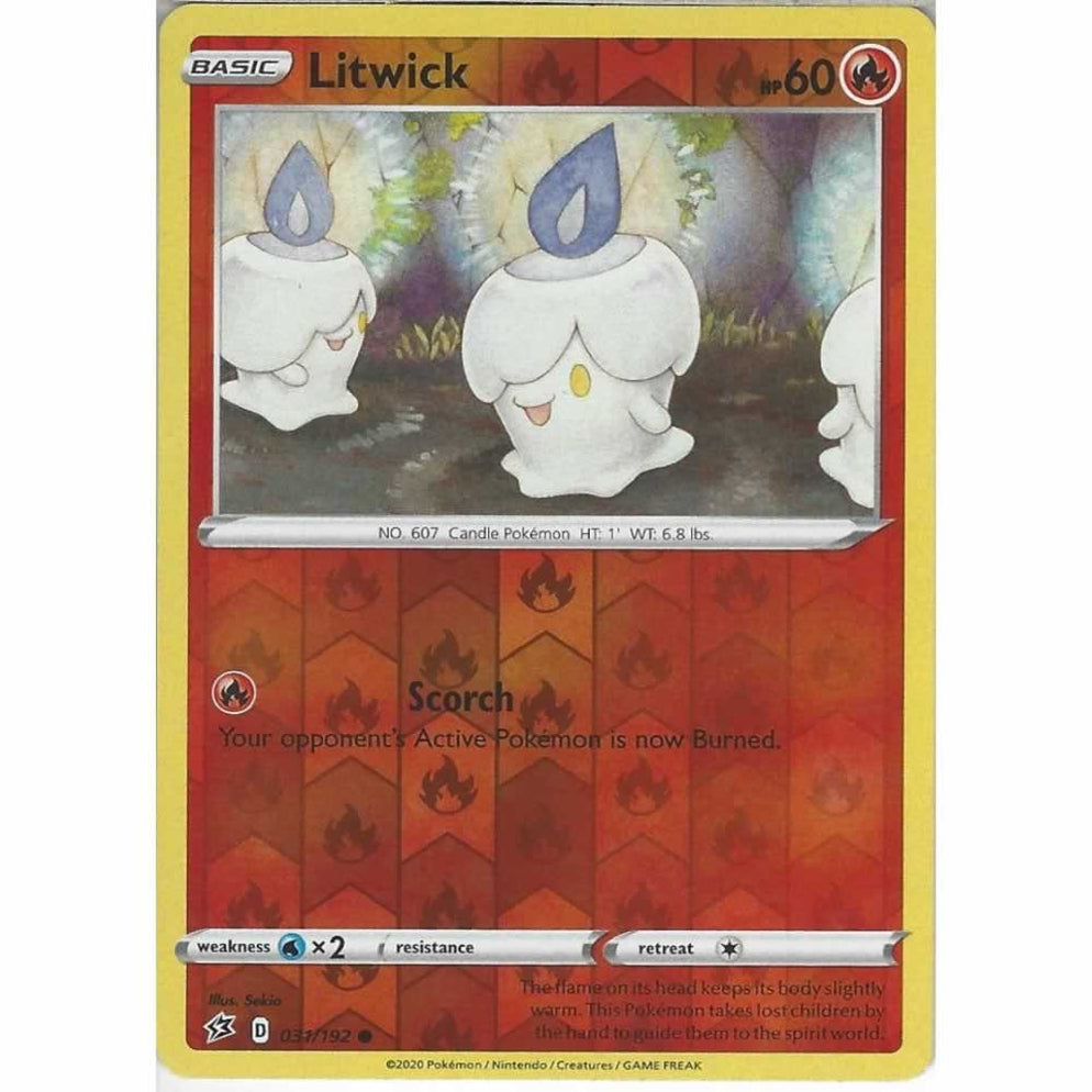 Litwick 031/192 Common Reverse Holo Pokemon Card (SWSH Rebel Clash ...