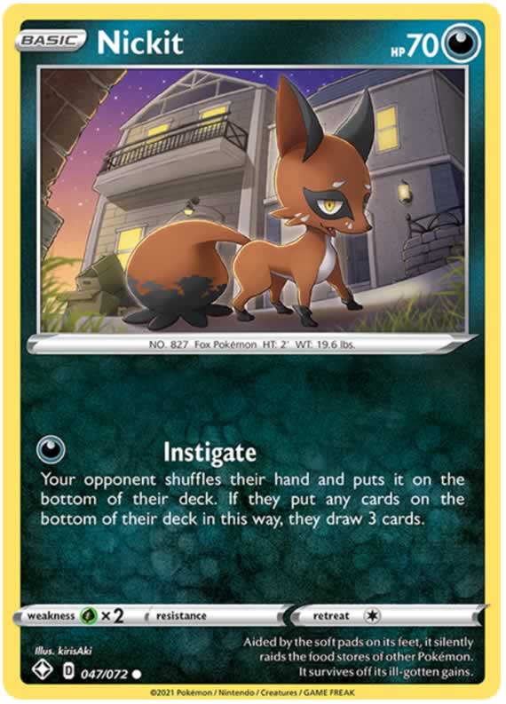 Nickit 047/072 Common Pokemon Card (Shining Fates) — Titan Cards Ltd
