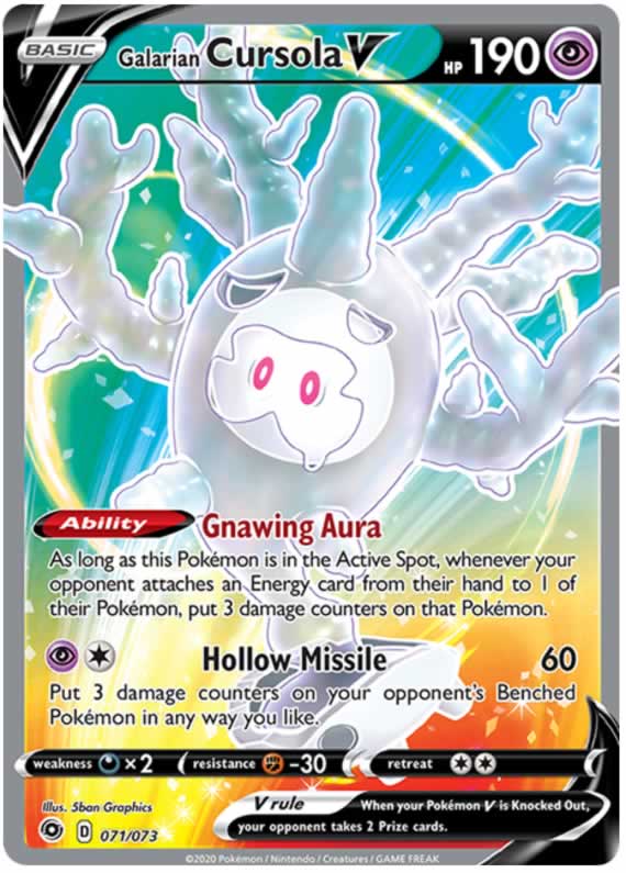 Galarian Cursola V 071/073 Full Art Ultra Rare Pokemon Card (Champions ...
