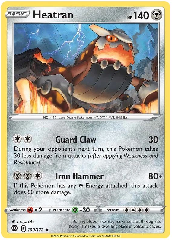 Heatran 100/172 Rare Pokemon Card (SWSH Brilliant Stars) — Titan Cards Ltd