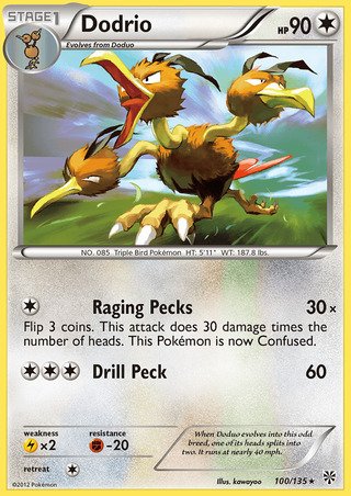 Dodrio 100/135 Rare Pokemon Card (Plasma Storm) — Titan Cards Ltd