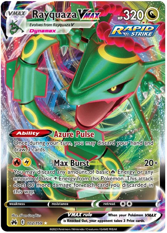 Rayquaza VMAX 102/159 Rare VMAX Pokemon Card (SWSH Crown Zenith ...