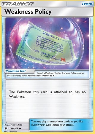 Weakness Policy 126/147 Uncommon Pokemon Card (Burning Shadows) — Titan ...